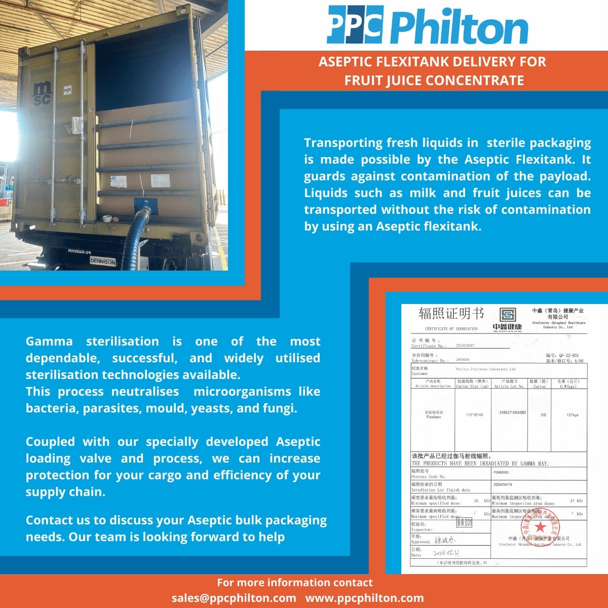 PPC Philton Aseptic Flexitanks Avoid Bacteria Build Up During Shipment ...
